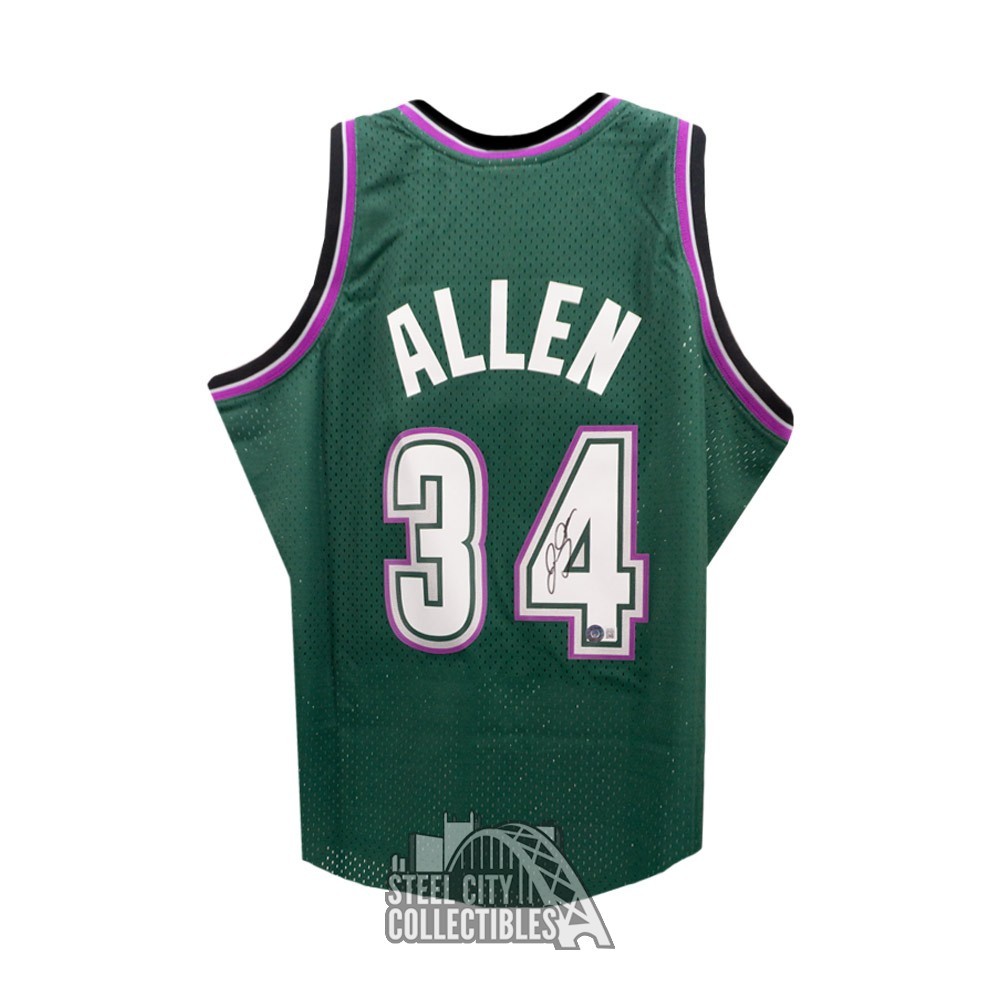 Ray Allen Autographed Milwaukee Green Mitchell & Ness XL Replica ...