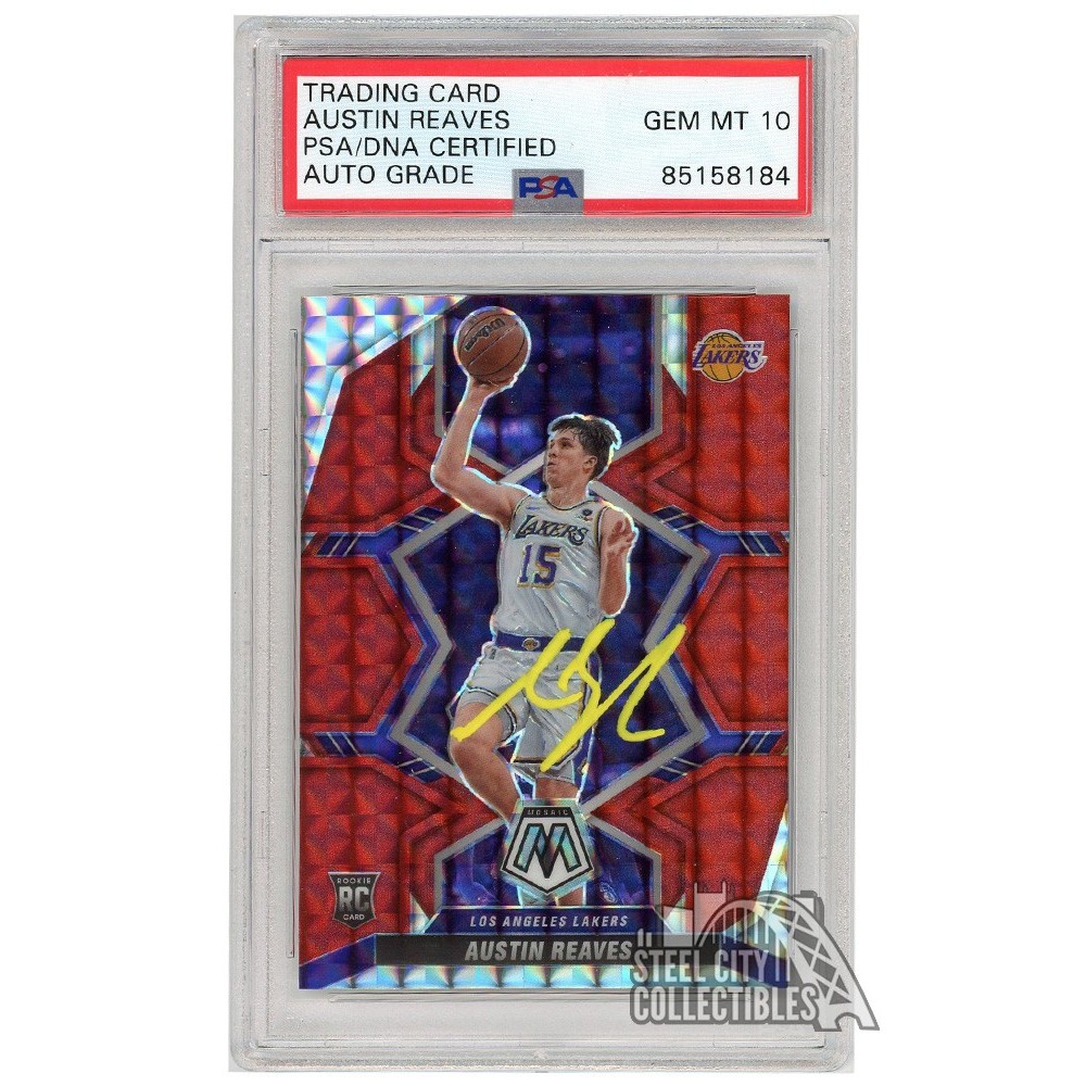 Austin Reaves 2021-22 Panini Mosaic Red Autograph Rookie Card #241 PSA ...