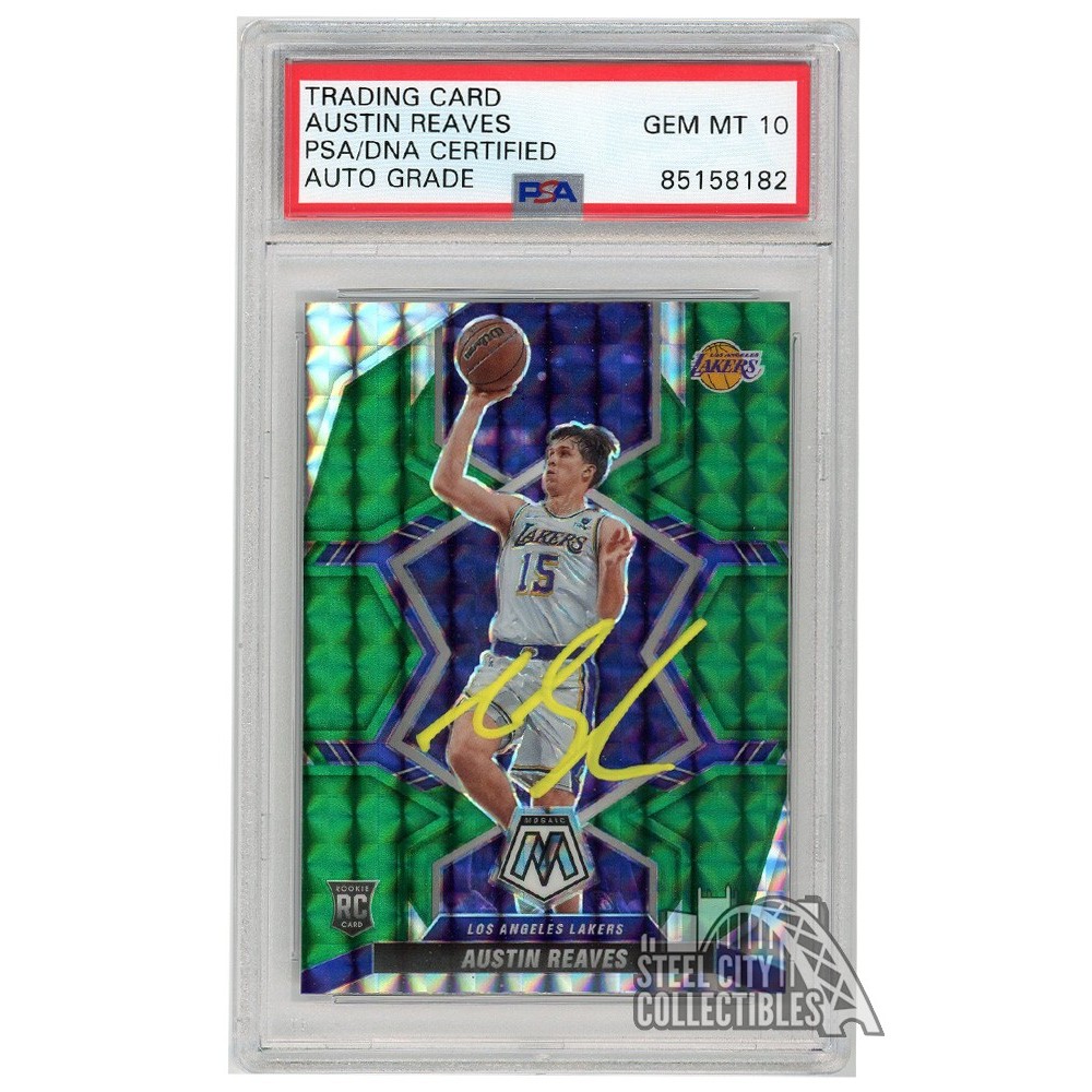 Austin Reaves 2021-22 Panini Mosaic Green Autograph Rookie Card #241 ...