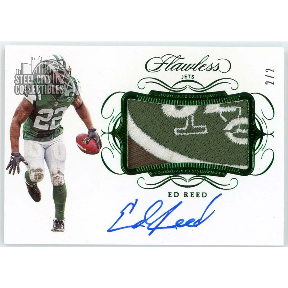 Ed Reed 2019 Panini Flawless Emerald Logo Patch Autograph Card #PA-ER 2 ...