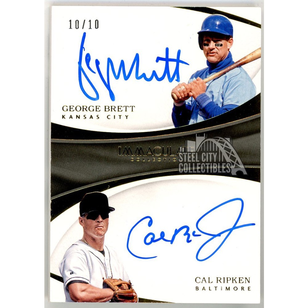 Cal Ripken Jr. & George Brett 2017 Panini Immaculate Dual Auto Card #DA ...