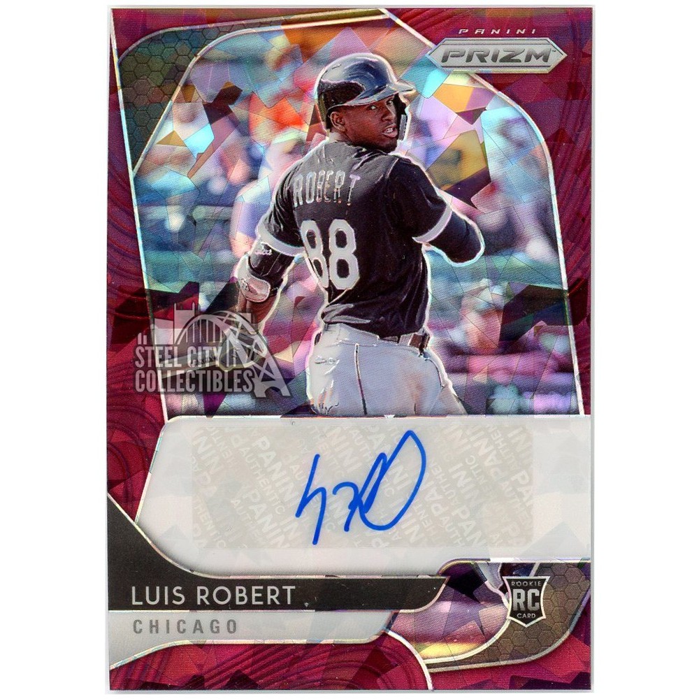 Luis Robert 2020 Panini Prizm Burgundy Cracked Ice Rookie Autograph ...