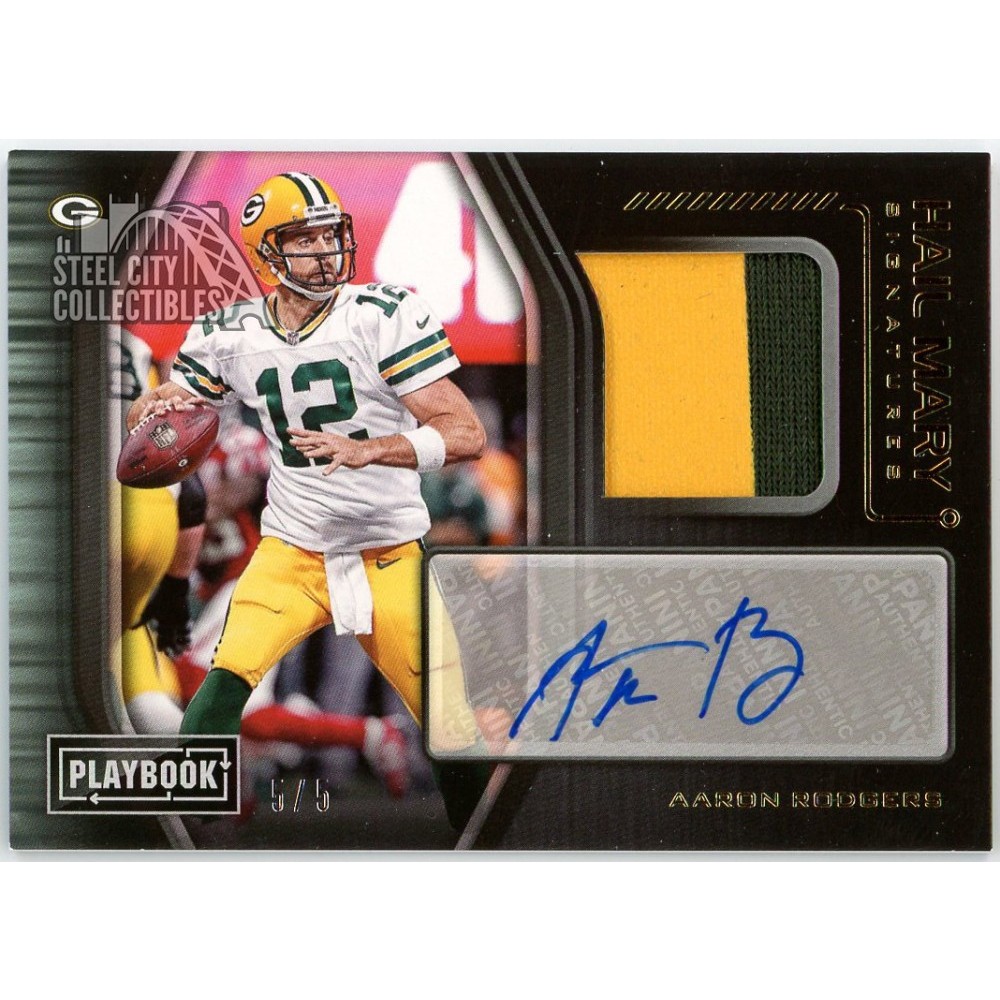 Aaron Rodgers 2018 Panini Playbook Hail Mary Patch Autograph Card #HM ...