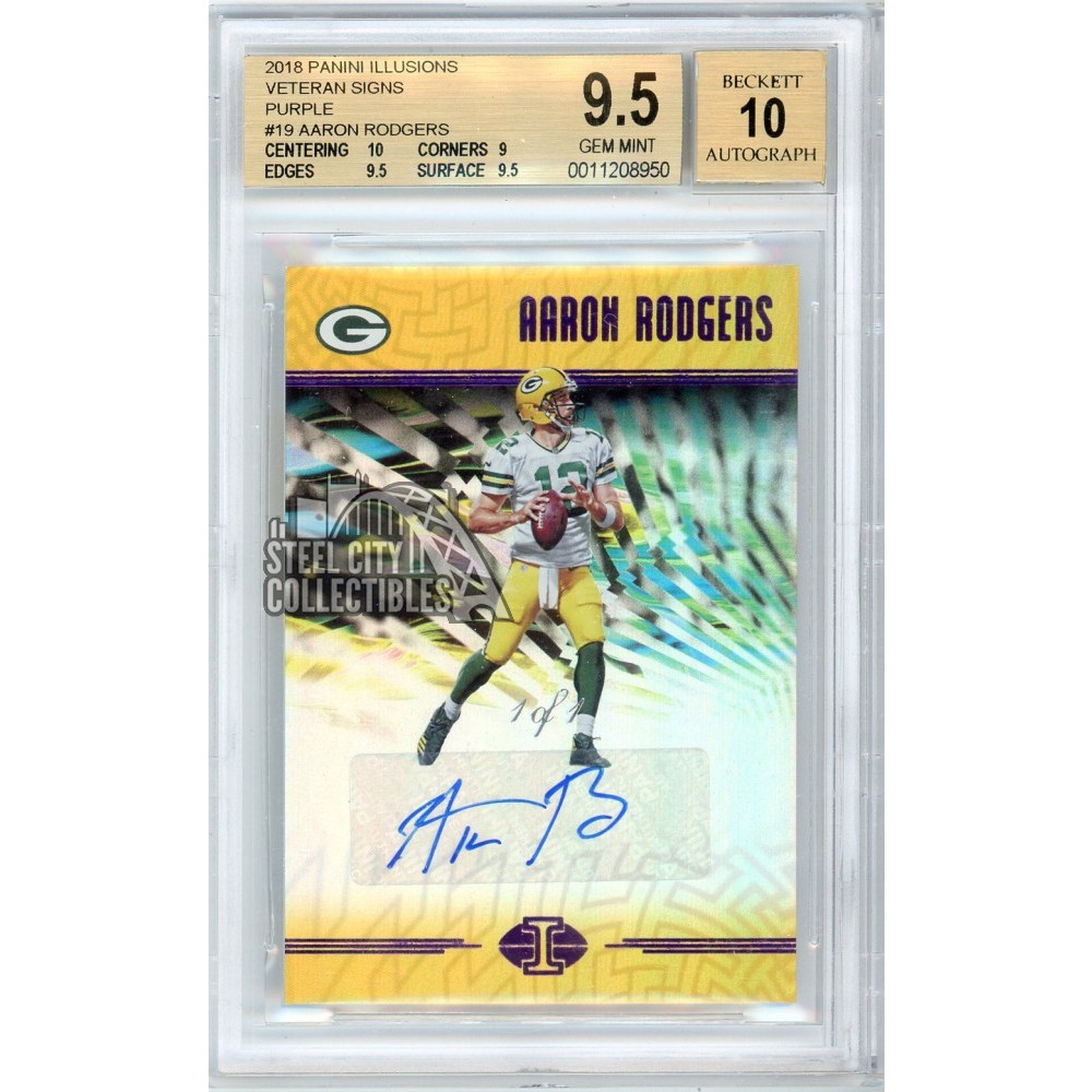 Aaron Rodgers 2018 Panini Illusions Veteran Signs Purple Autograph Card ...