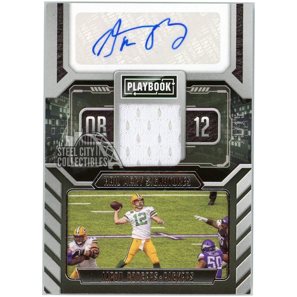 Aaron Rodgers 2021 Panini Playbook Hail Mary Signatures Jersey Auto 13/ ...