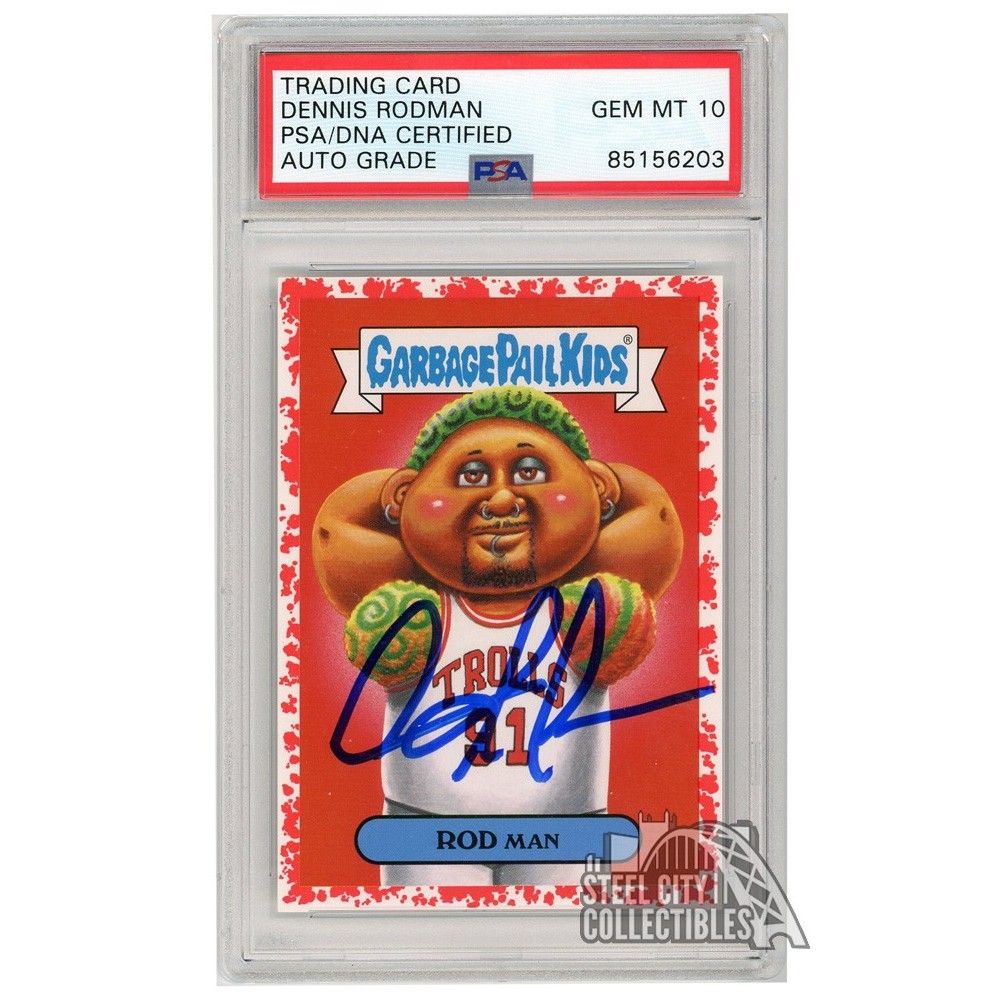 Dennis Rodman 2019 Garbage Pail Kids Red Autograph Sticker Card 70/75 ...