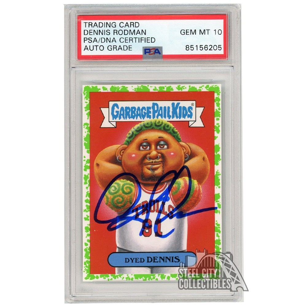 Dennis Rodman 2019 Garbage Pail Kids Green Autograph Sticker Card #7b ...
