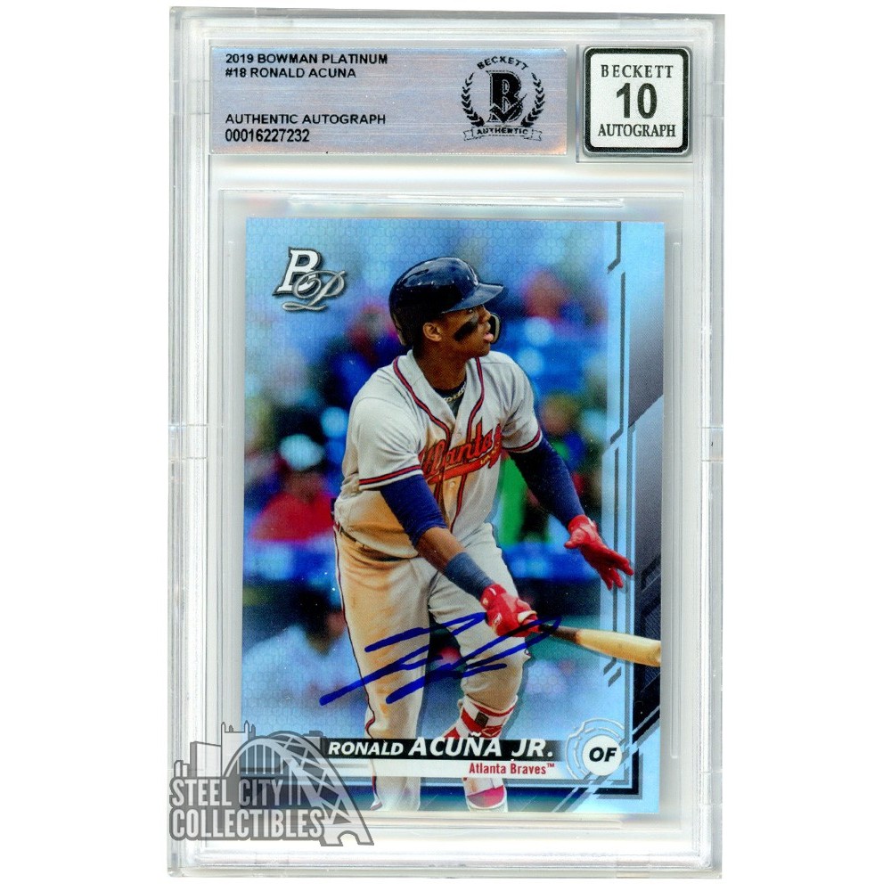 Ronald Acuna Jr 2019 Bowman Platinum Autograph Baseball Card #18 BAS 10 ...