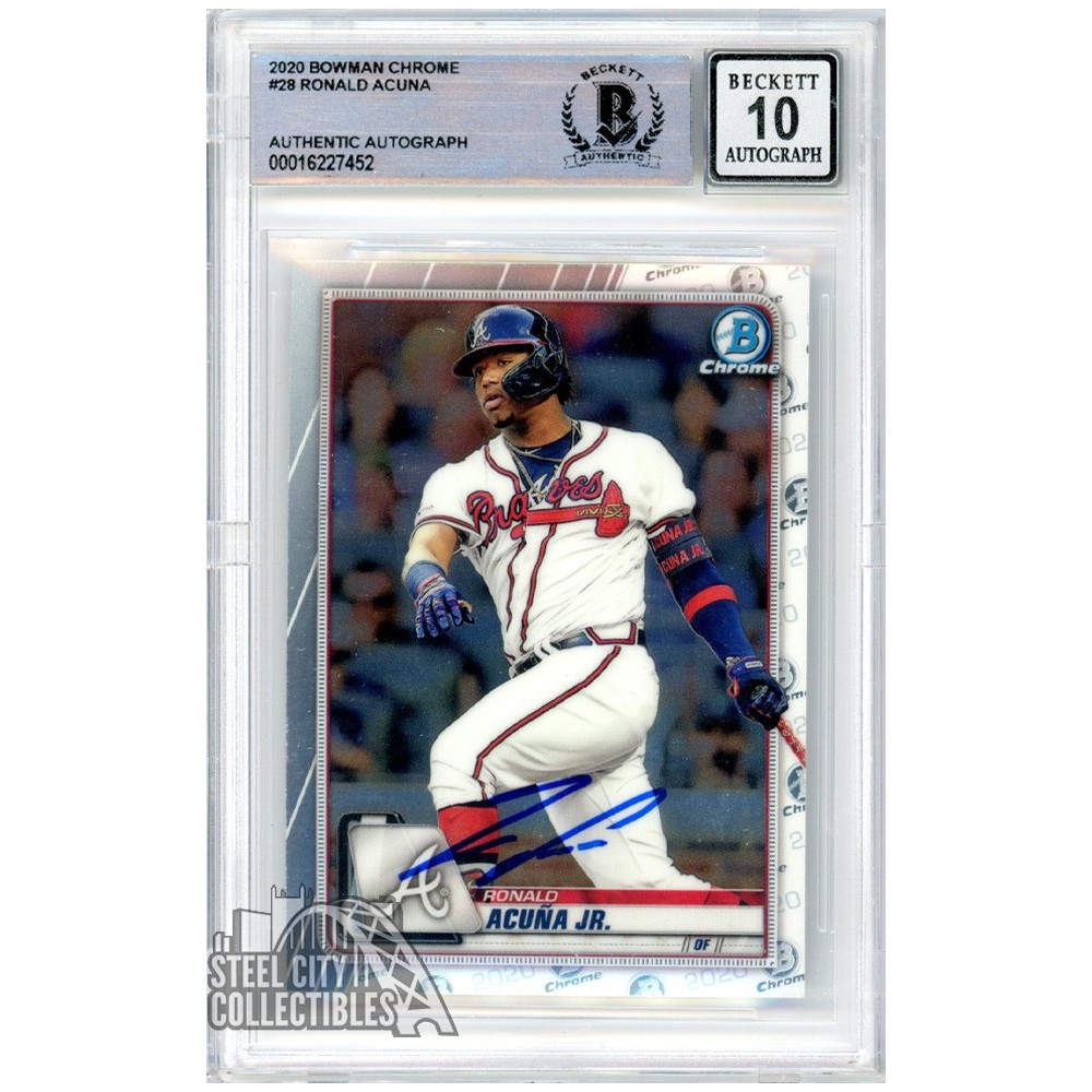 Ronald Acuna Jr 2020 Bowman Chrome Baseball Autograph Card #28 BAS 10 ...