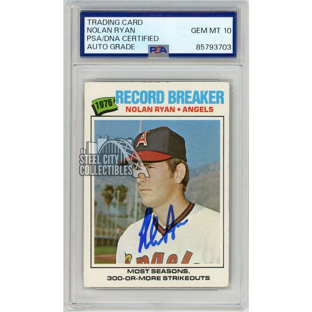 Nolan Ryan 1977 Topps Record Breaker Autograph Card #234 PSA/DNA 10 ...