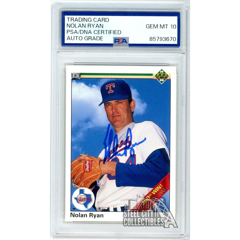 Nolan Ryan 1990 Upper Deck 300th Win Autograph Card #734 PSA/DNA 10 ...