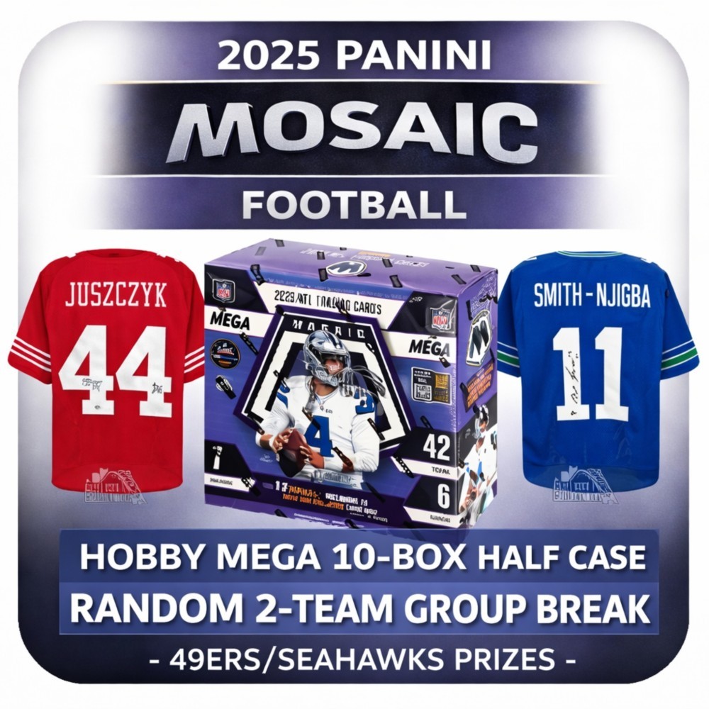 2025 Panini Mosaic Football Hobby Mega 10-Box Half Case Random 2-Team ...