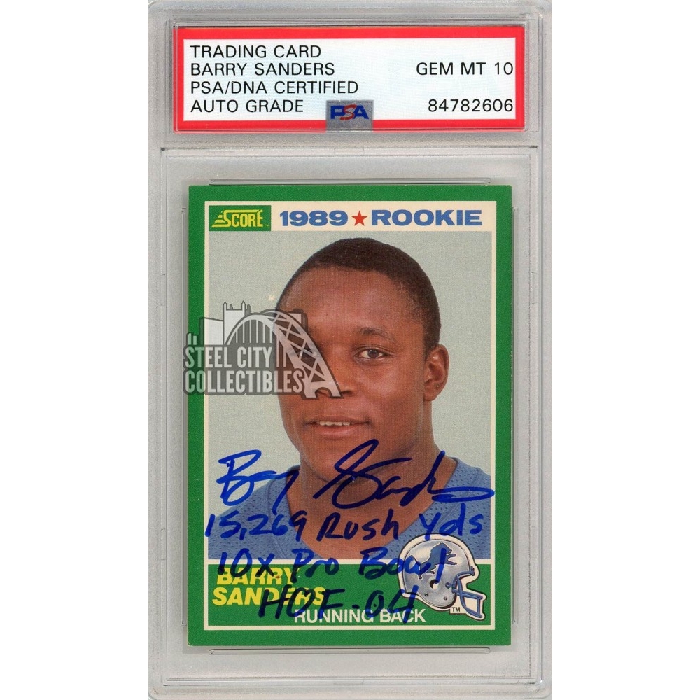 Barry Sanders 1989 Score Autograph RC Card #257 PSA/DNA 10 (3 ...