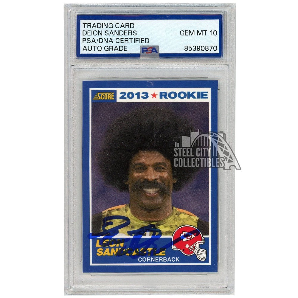 Deion Sanders 2013 Panini Score Leon Sandcastle Blue Autograph Card ...