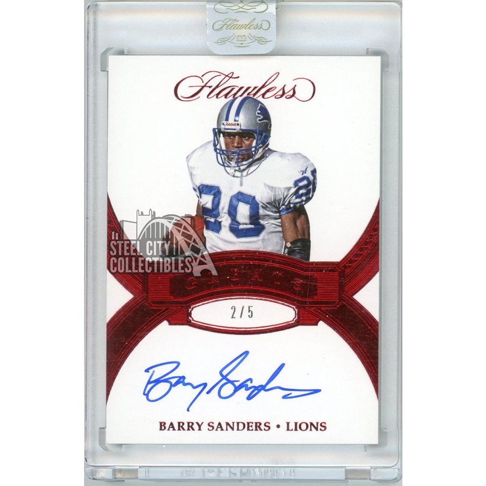 Barry Sanders 2017 Panini Flawless Greats Ruby Autograph Card #GR-BS 2/ ...