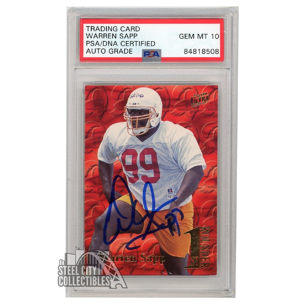 Warren Sapp 1995 Fleer Ultra 1st Rounder Autograph Rookie Card #16 PSA ...