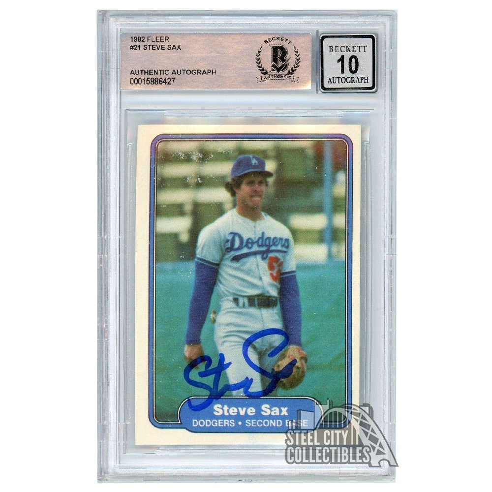 Steve Sax 1982 Fleer Autograph Rookie Card #21 BAS 10 | Steel City ...