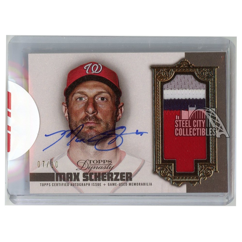 Max Scherzer 2019 Topps Dynasty Game-Used Patch Autograph Card #DAP-MSG ...