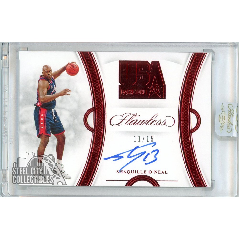 Shaquille O'Neal 2019-20 Panini Flawless USA Ruby Autograph Card #USA ...