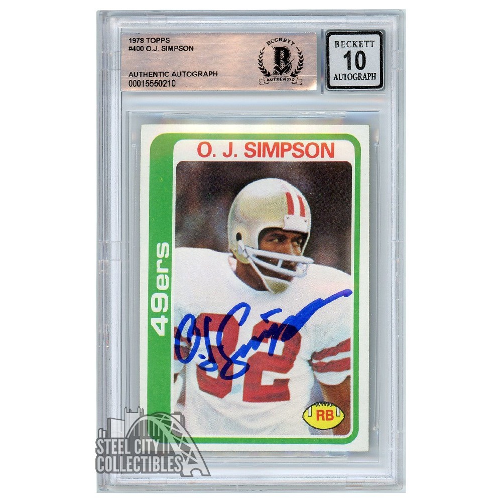 OJ Simpson 1978 Topps Autograph Card #400 BAS 10 | Steel City Collectibles