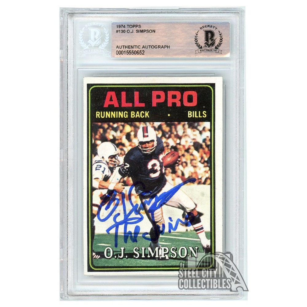 OJ Simpson 1974 Topps "The Juice" Autograph Card #130 BAS | Steel City ...