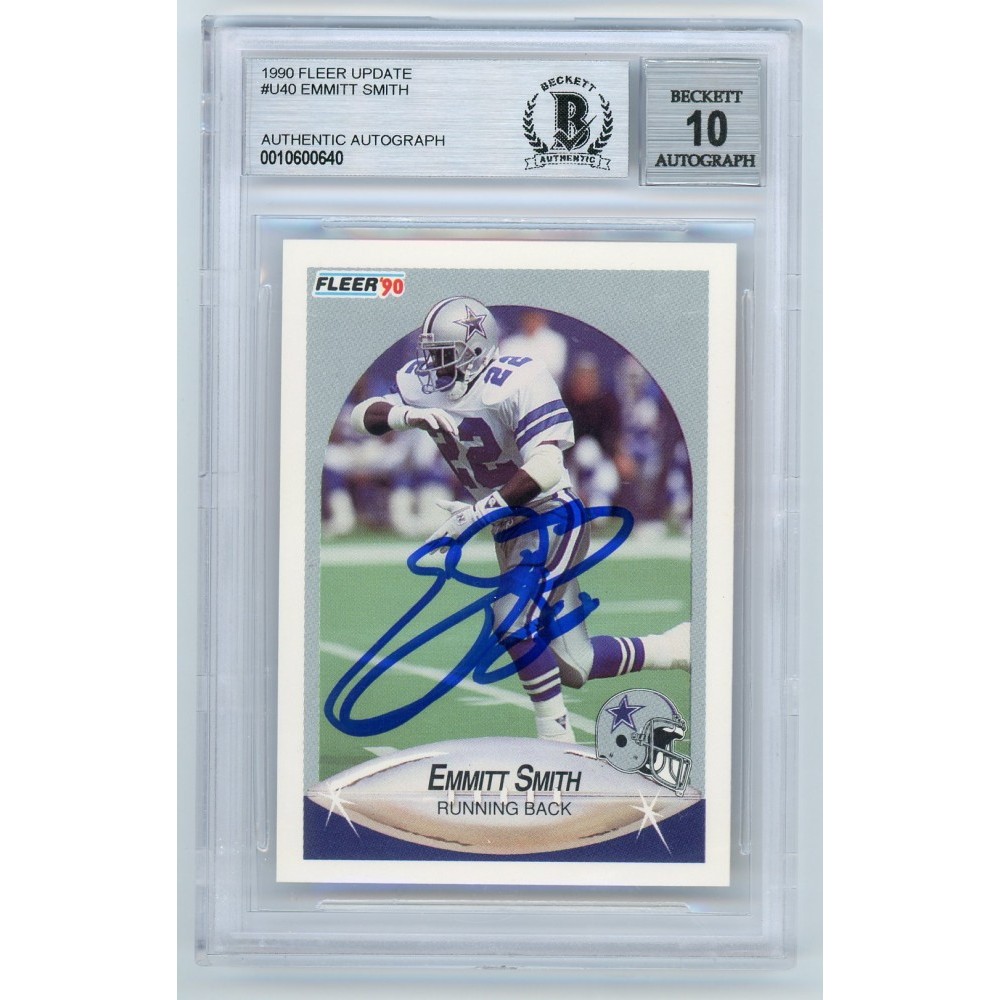 Emmitt Smith 1990 Fleer Update Autograph Card #U40 - BAS 10 | Steel ...
