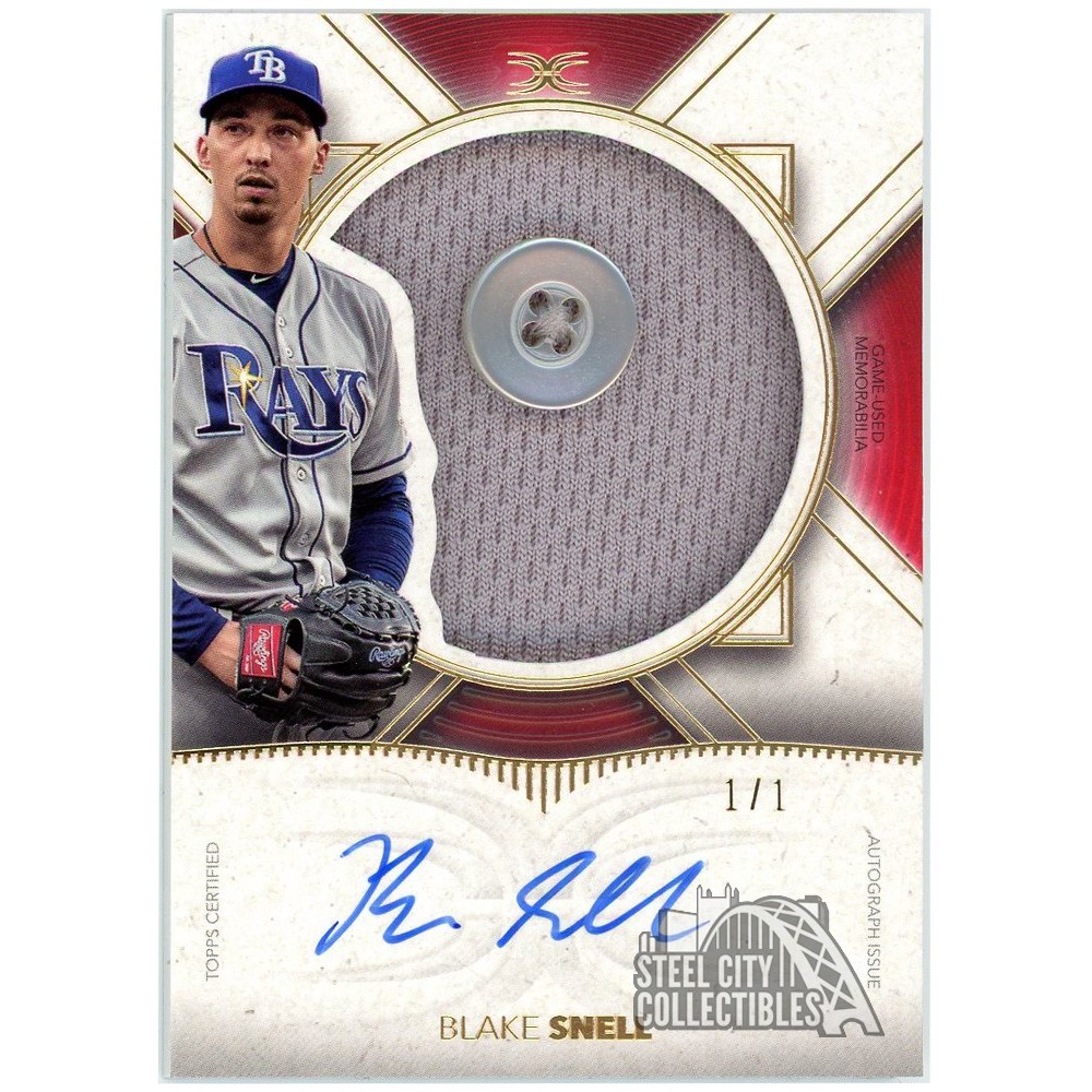 Blake Snell 2021 Topps Definitive Game-Used Button Patch Autograph Card ...
