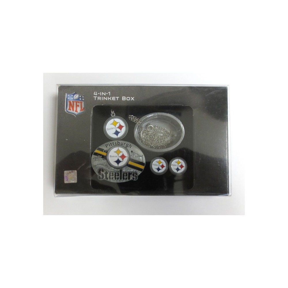Pittsburgh Steelers NFL 4-in-1 Trinket Box (Pin, Necklace, Earrings ...