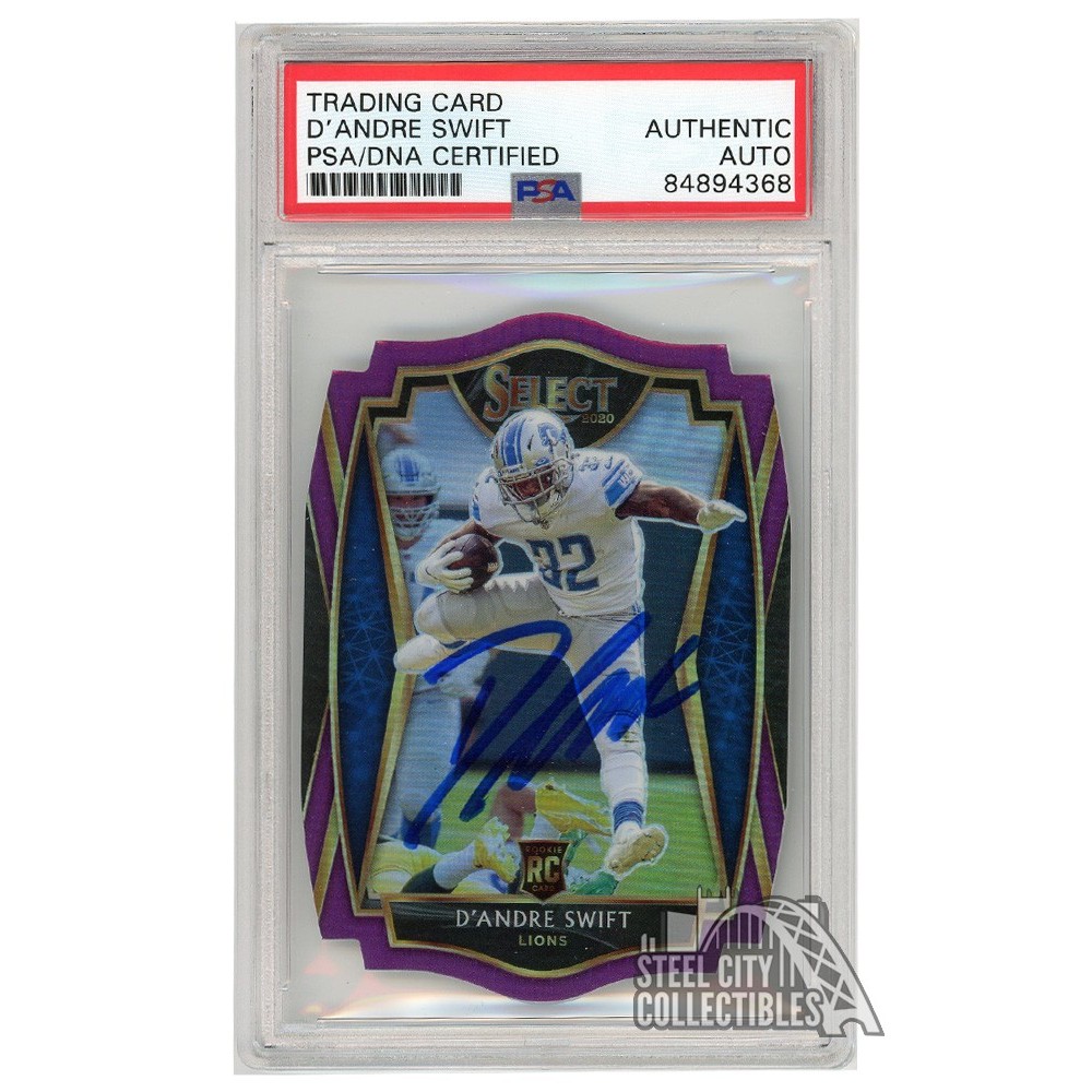 D'Andre Swift 2020 Panini Select Premier Level Purple Die-Cut Autograph ...