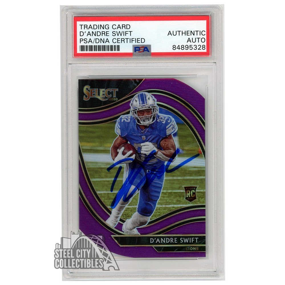 D'Andre Swift 2020 Panini Select Field Level Purple Die-Cut Autograph ...