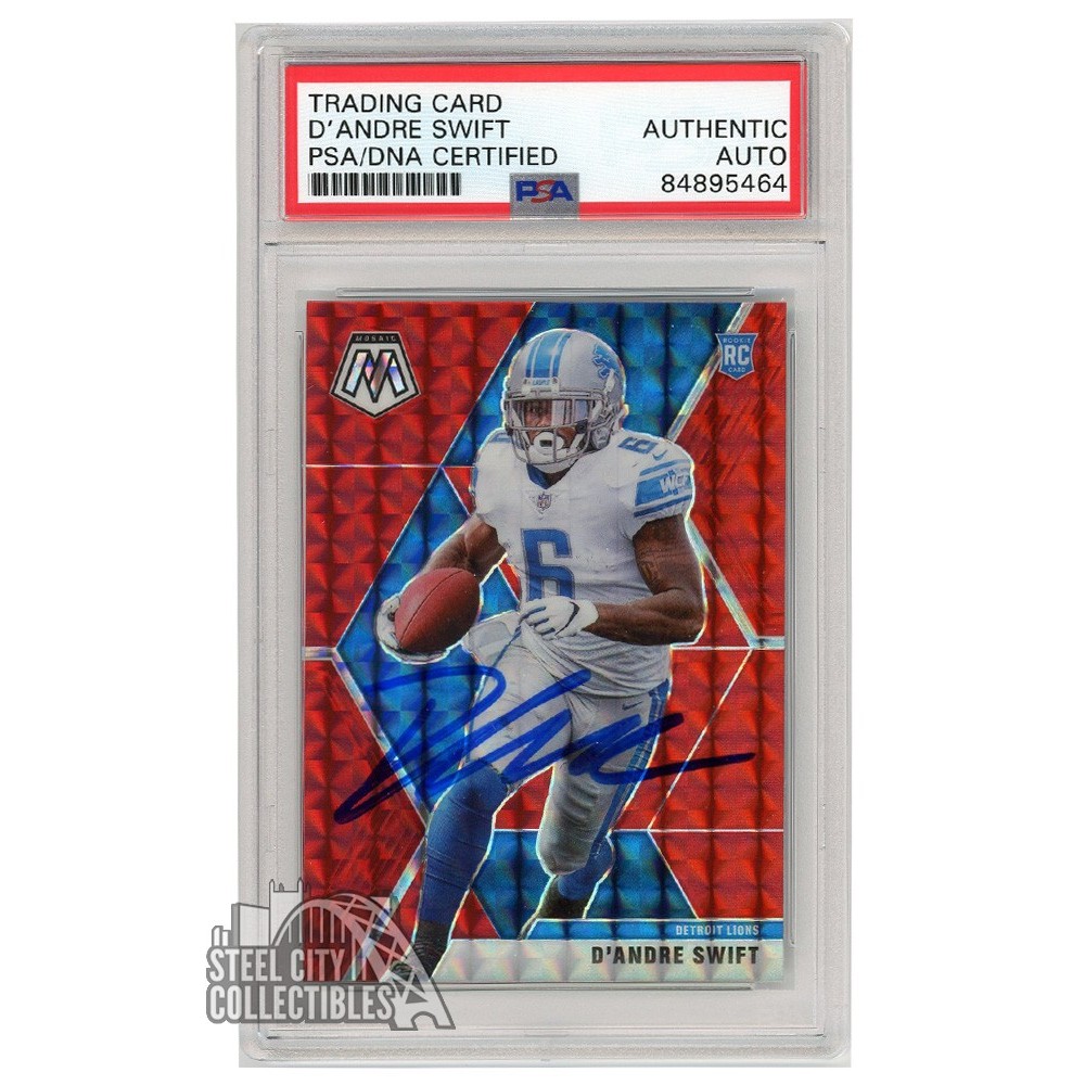D'Andre Swift 2020 Panini Mosaic Red Autograph RC Card #215 PSA/DNA ...