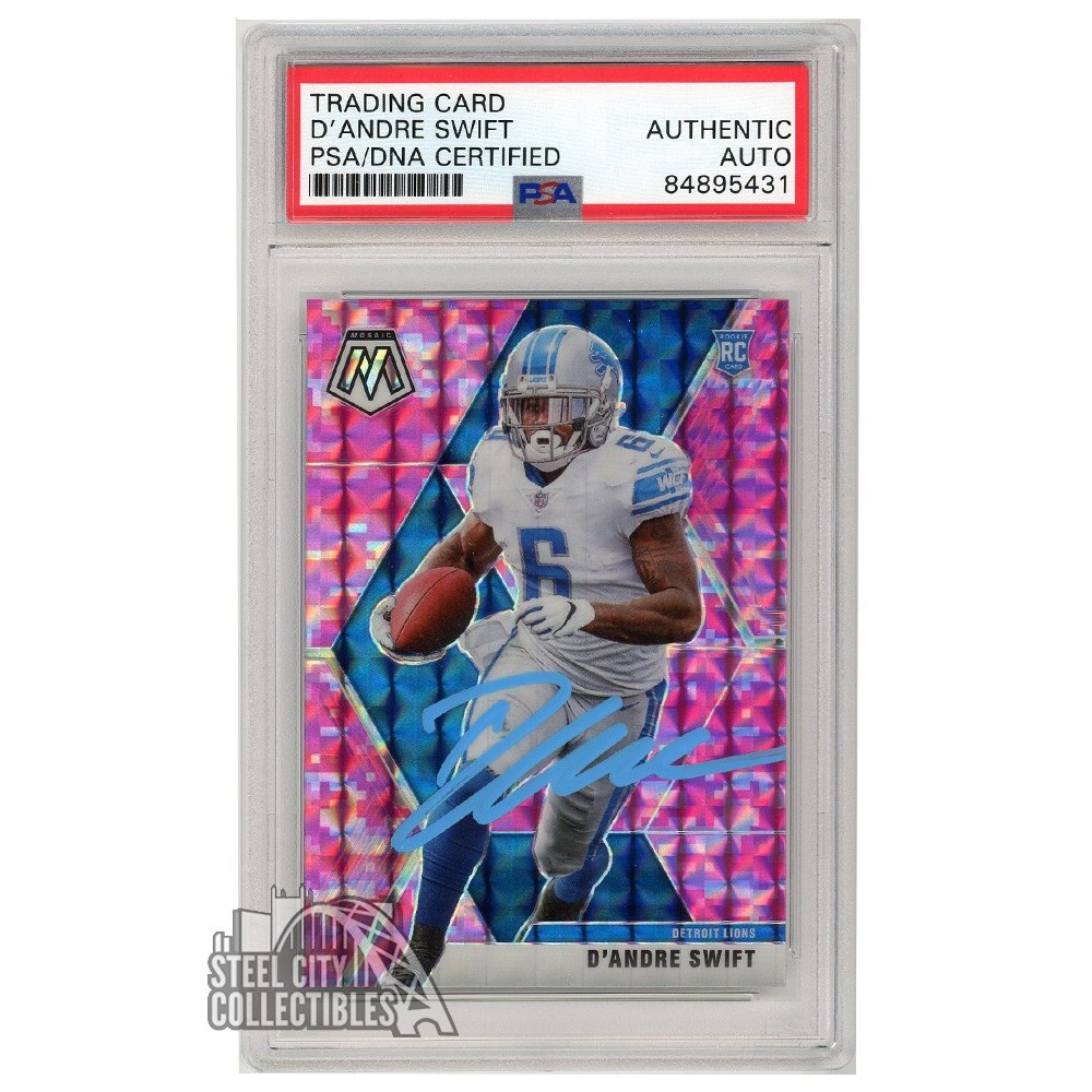 D'Andre Swift 2020 Panini Mosaic Camo Pink Autograph RC Card #215 PSA ...
