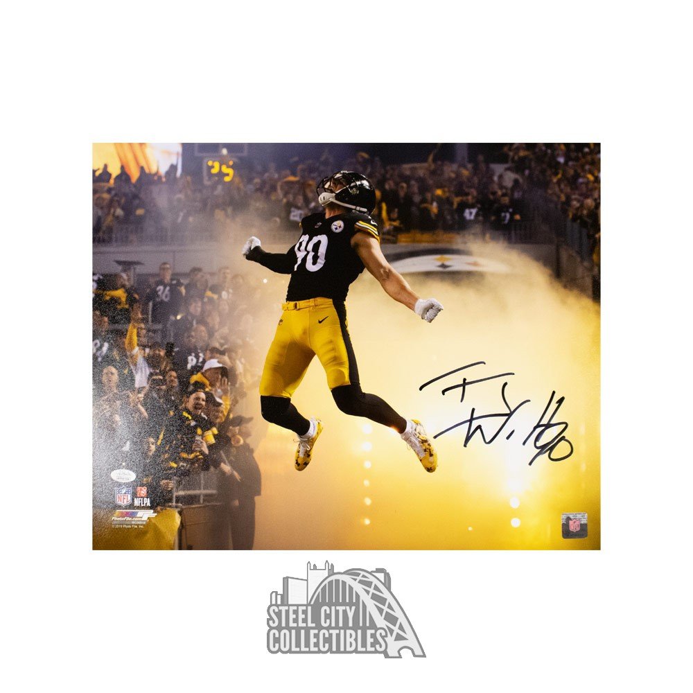 TJ Watt Autographed Pittsburgh Steelers 16x20 Photo - JSA COA (Jumping ...