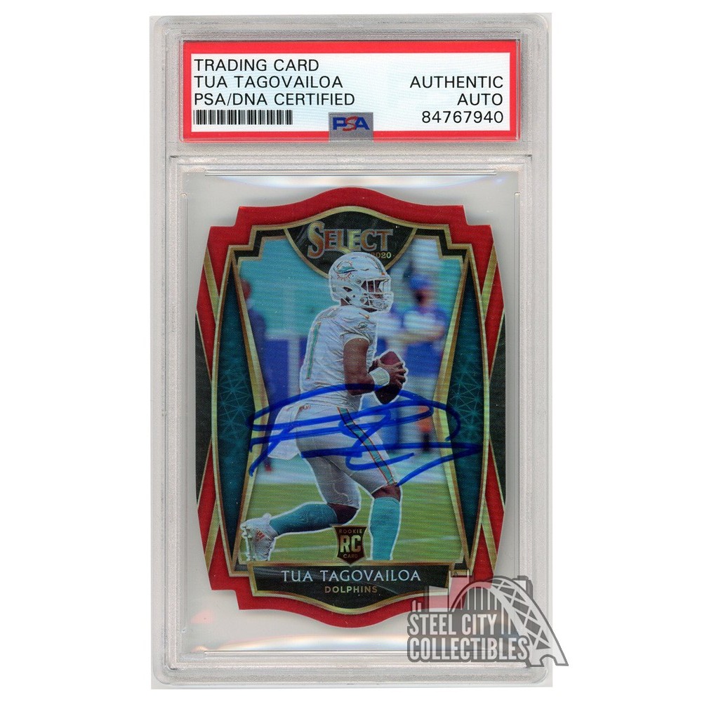Tua Tagovailoa 2020 Panini Select Premier Level Red Die-Cut Autograph ...