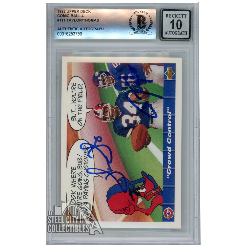 Thurman Thomas Lawrence Taylor 1992 Upper Deck Comic Ball 4 Autograph ...