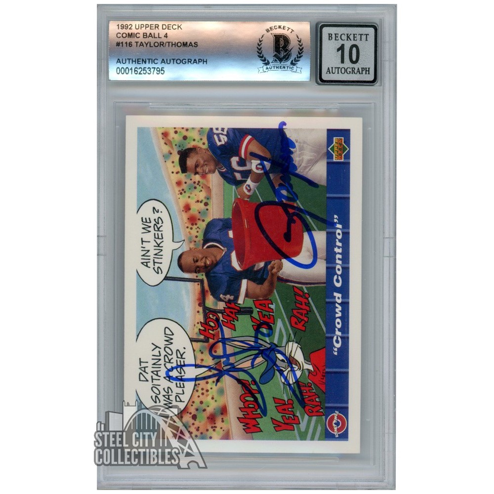 Thurman Thomas Lawrence Taylor 1992 Upper Deck Comic Ball 4 Autograph ...