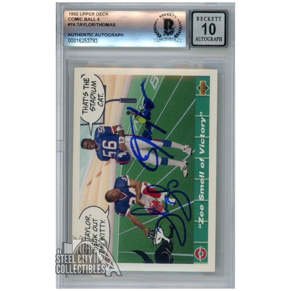 Thurman Thomas Lawrence Taylor 1992 Upper Deck Comic Ball 4 Autograph ...