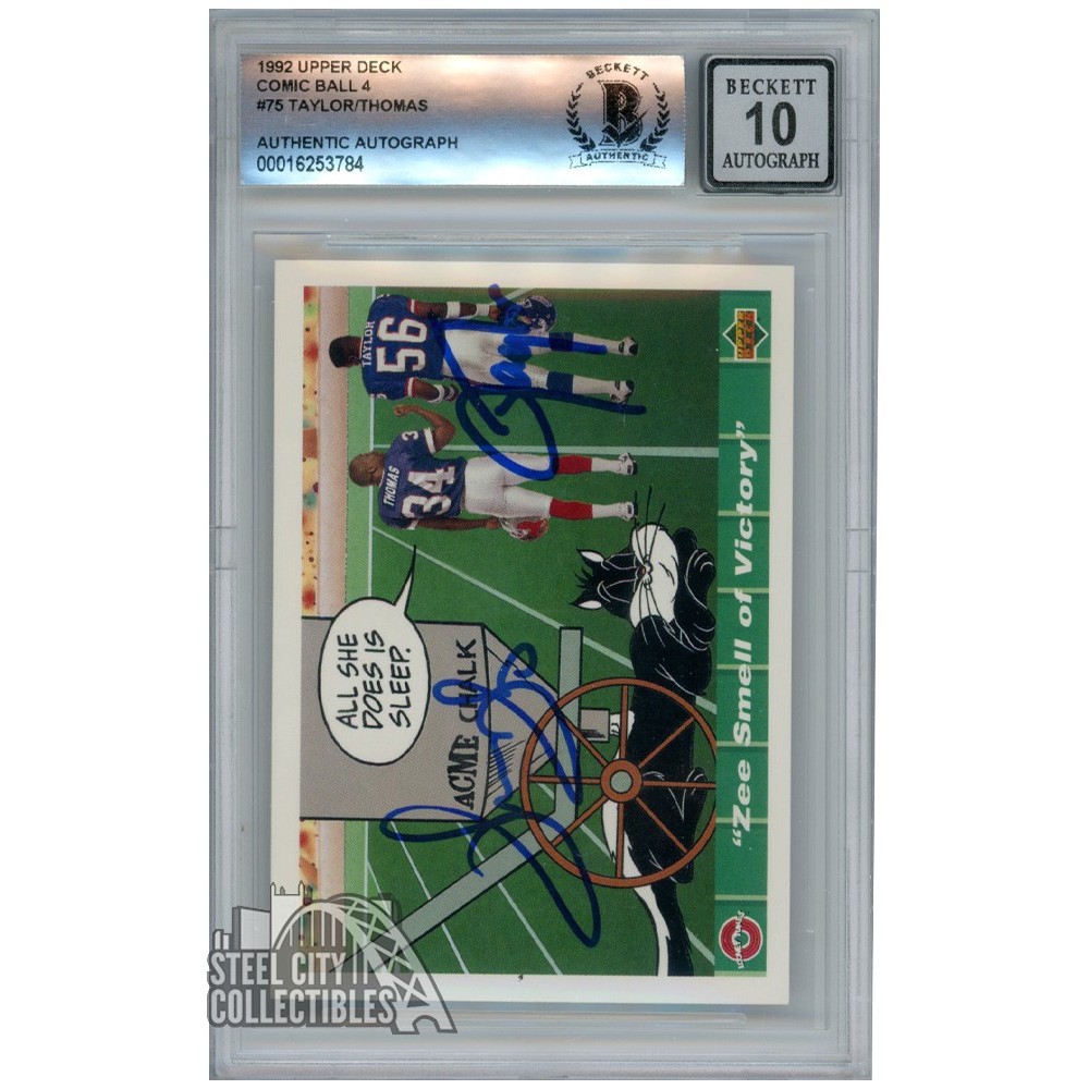 Thurman Thomas Lawrence Taylor 1992 Upper Deck Comic Ball 4 Autograph ...