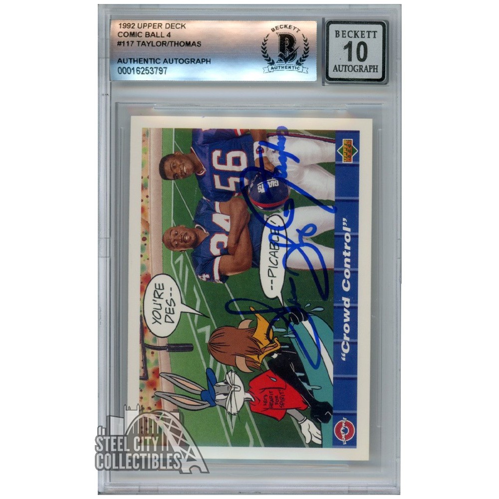 Thurman Thomas Lawrence Taylor 1992 Upper Deck Comic Ball 4 Autograph ...