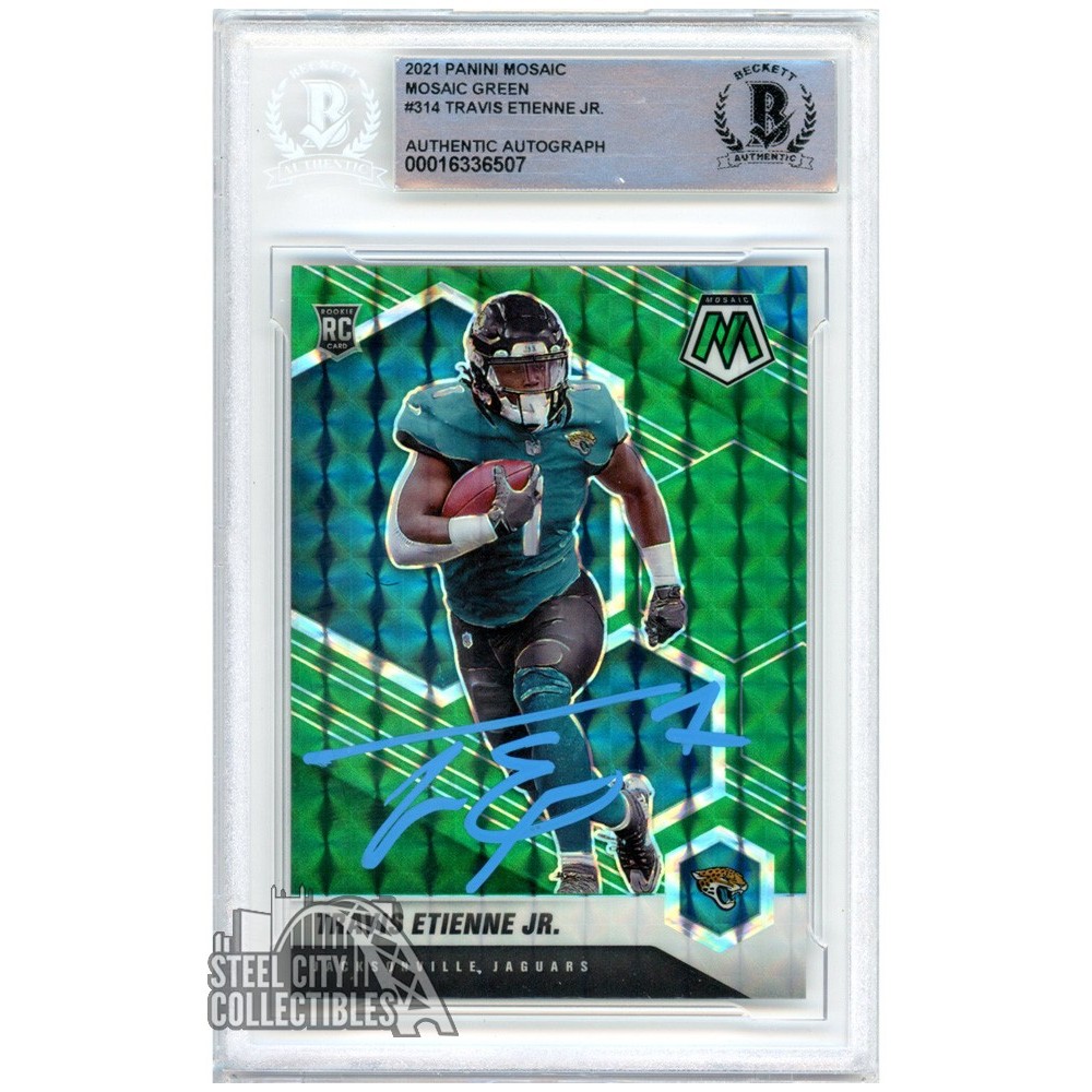 Travis Etienne Jr 2021 Panini Mosaic Green Autograph Rookie Card #314 ...