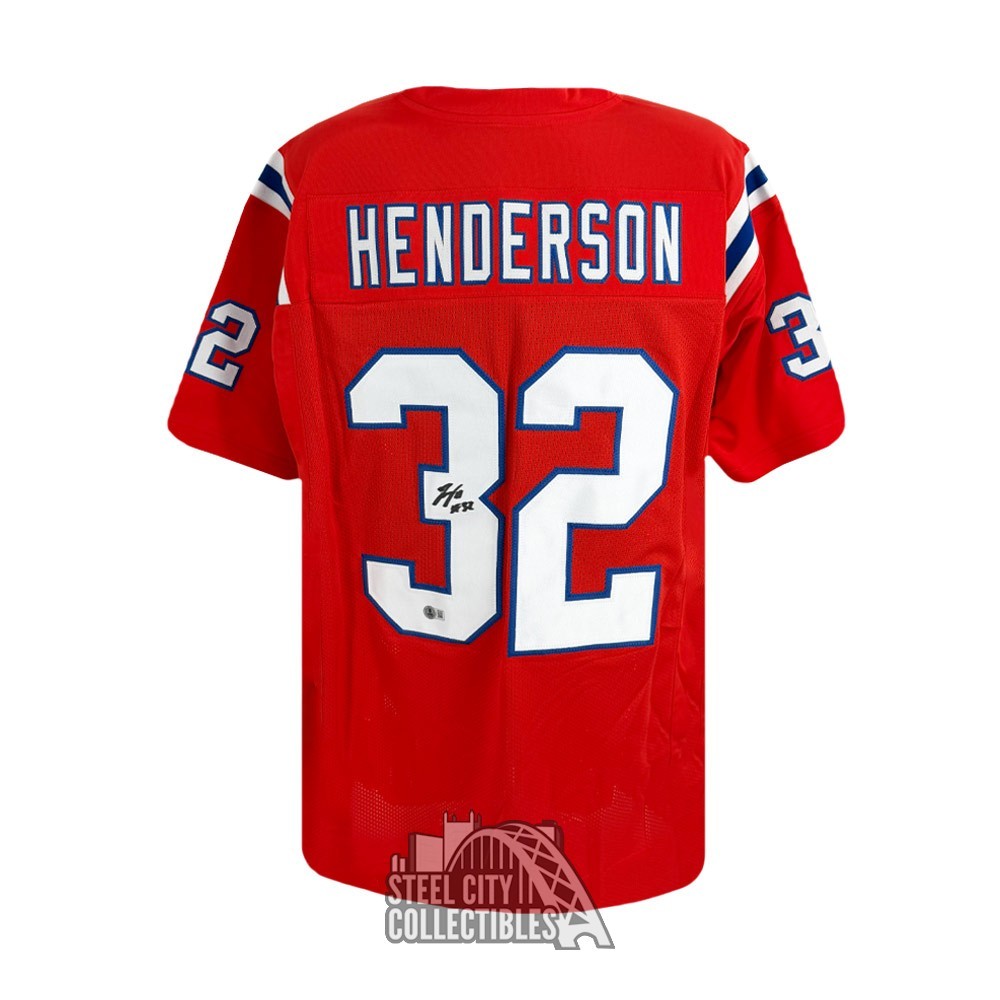 TreVeyon Henderson Autographed New England Custom Red Football Jersey ...