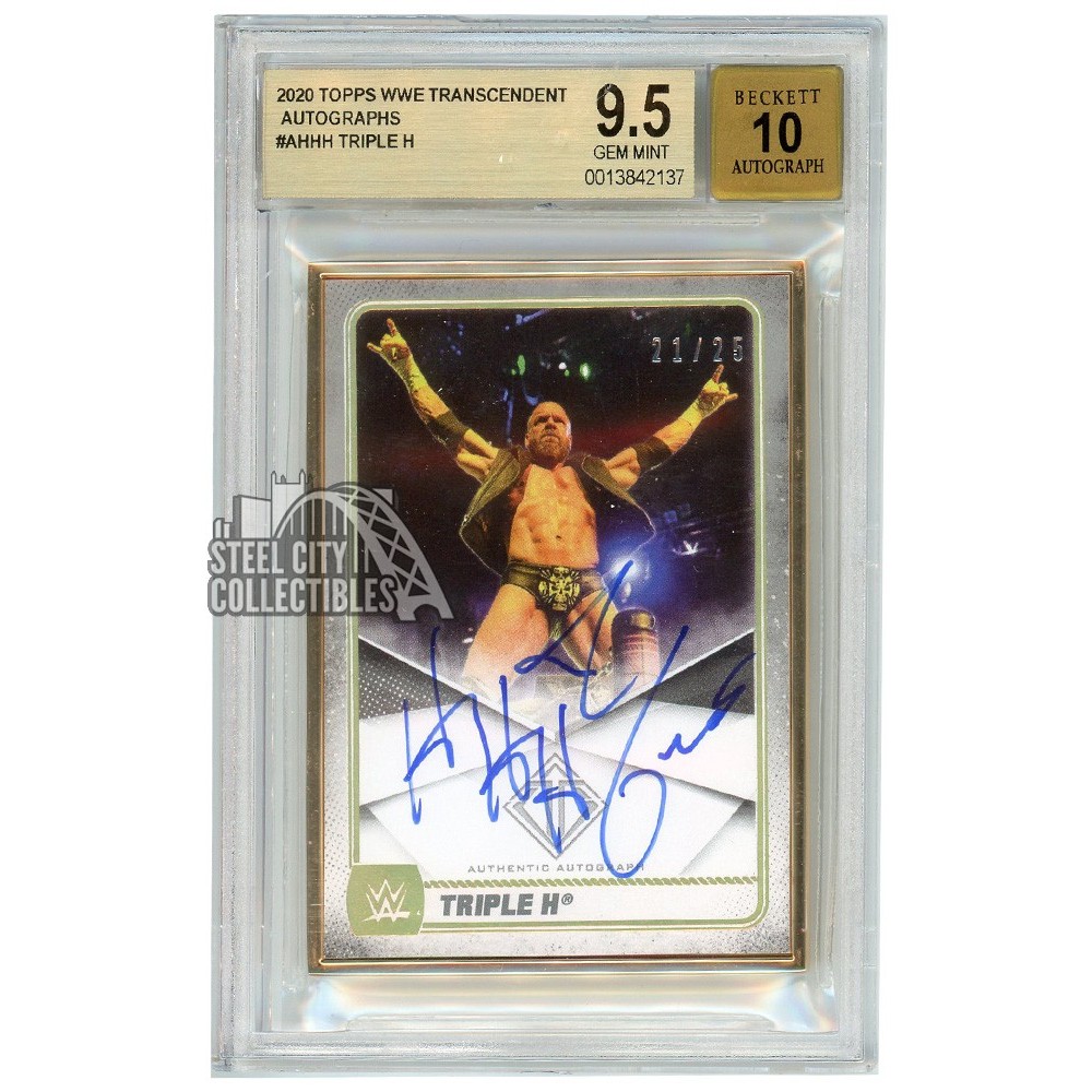 Triple H 2020 Topps Transcendent WWE Autograph Card #A-HHH 21/25 BGS 9. ...