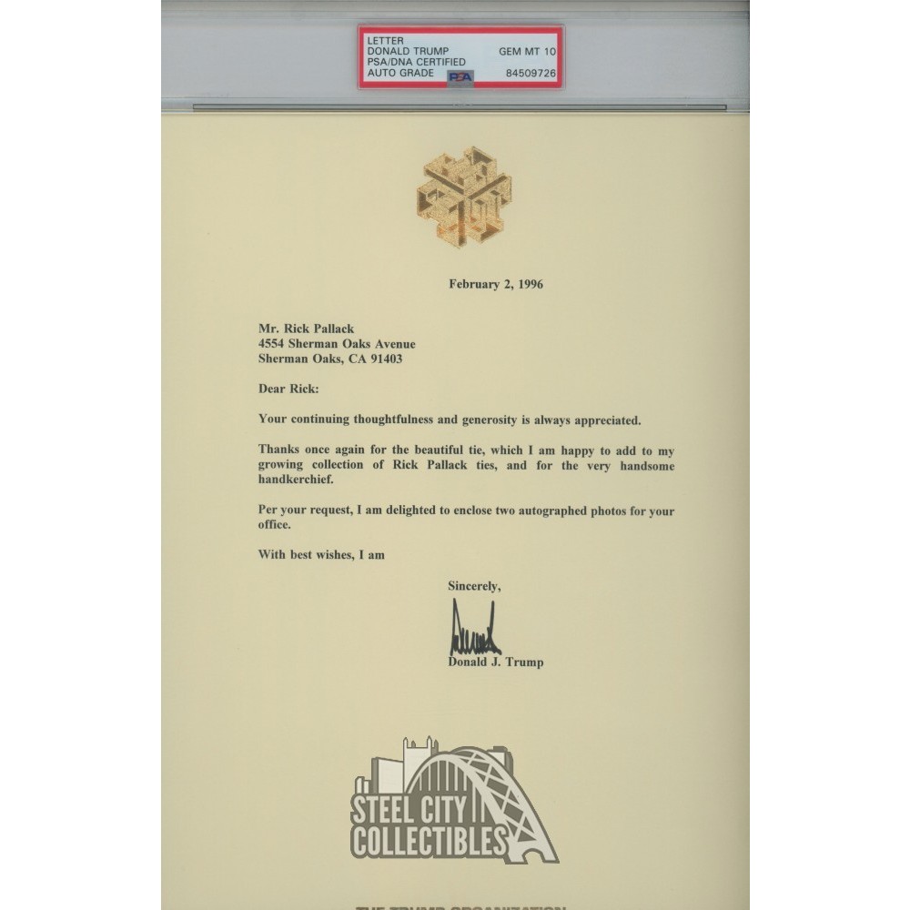 Donald Trump Autographed Company Letterhead Letter - PSA/DNA 10 ...