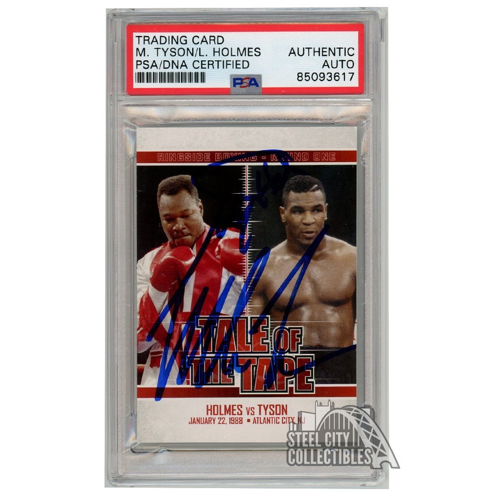 Mike Tyson Larry Holmes 2010 Sport Kings Tale of the Tape Red Autograph Card PSA/DNA | Steel ...