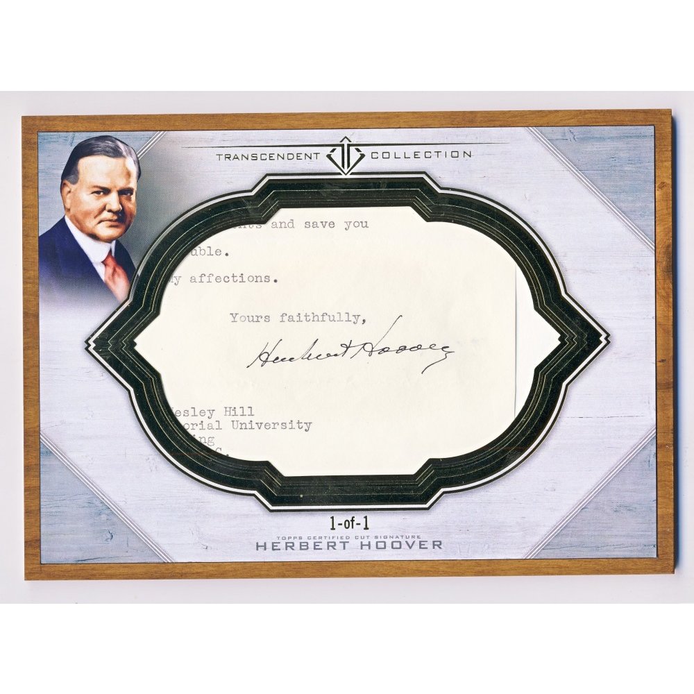 Herbert Hoover 2017 Topps Transcendent Oversized Cut Signature ...