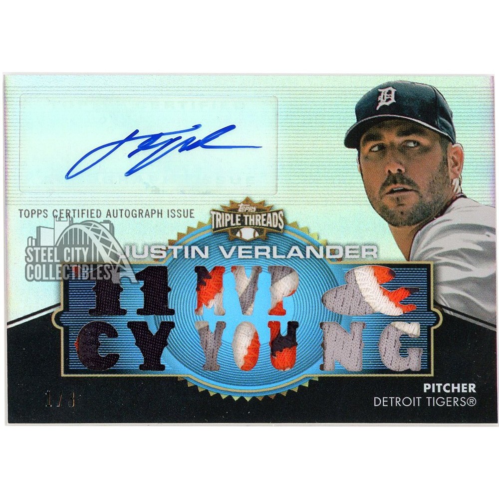 Justin Verlander 2012 Topps Triple Threads Patch Autograph Card #TTAR ...