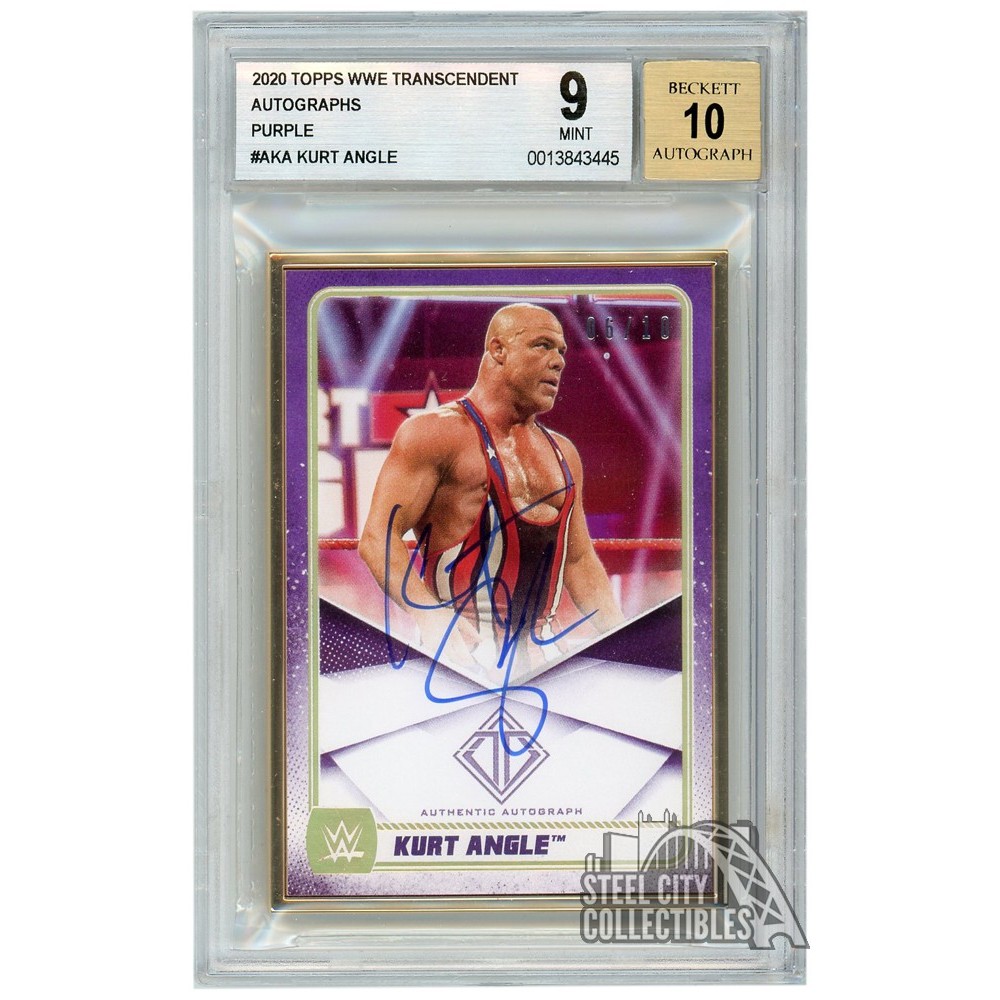Kurt Angle 2020 Topps Transcendent WWE Purple Autograph Card 06/10 BGS ...
