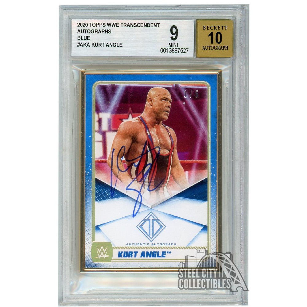Kurt Angle 2020 Topps Transcendent WWE Blue Autograph Card 1/5 BGS 9 ...