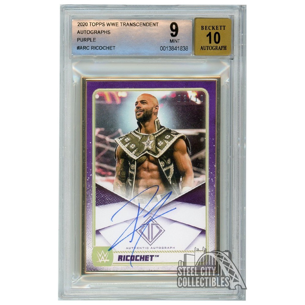Ricochet 2020 Topps Transcendent WWE Purple Autograph Card /10 BGS 9 ...