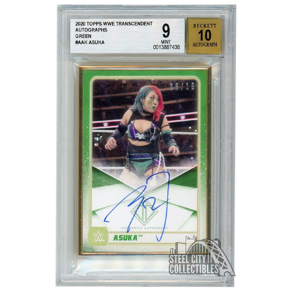 Asuka 2020 Topps Transcendent WWE Green Autograph Card 08/15 BGS 9 ...
